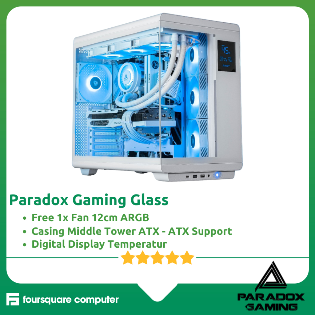 Jual Paradox Gaming Glass White ATX + 1x Fan ARGB 12cm | CPU PC Case ...
