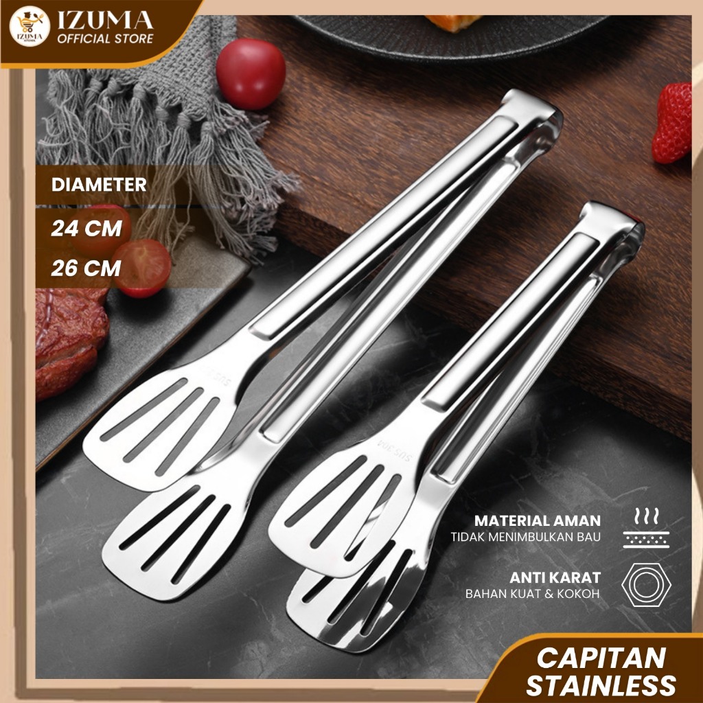 Jual IZUMA Capitan Penjepit Makanan Kue Roti Stainless Steel Serbaguna ...