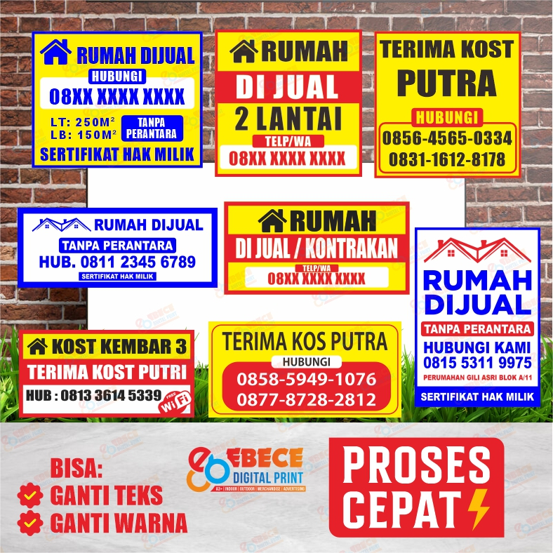 Jual Cetak Spanduk Rumah Dijual / Bangunan Dikontrakan / Ruko Disewakan ...