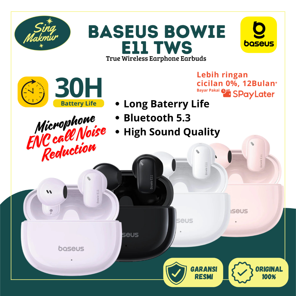 Jual Baseus Bowie E11 TWS True Wireless Earphone Earbuds Original ...