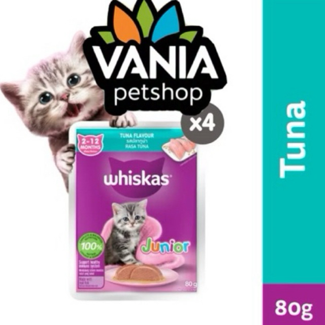 Jual WHISKAS® Makanan Kucing Junior (2-12 Bulan) Basah Rasa Tuna 80gr x ...