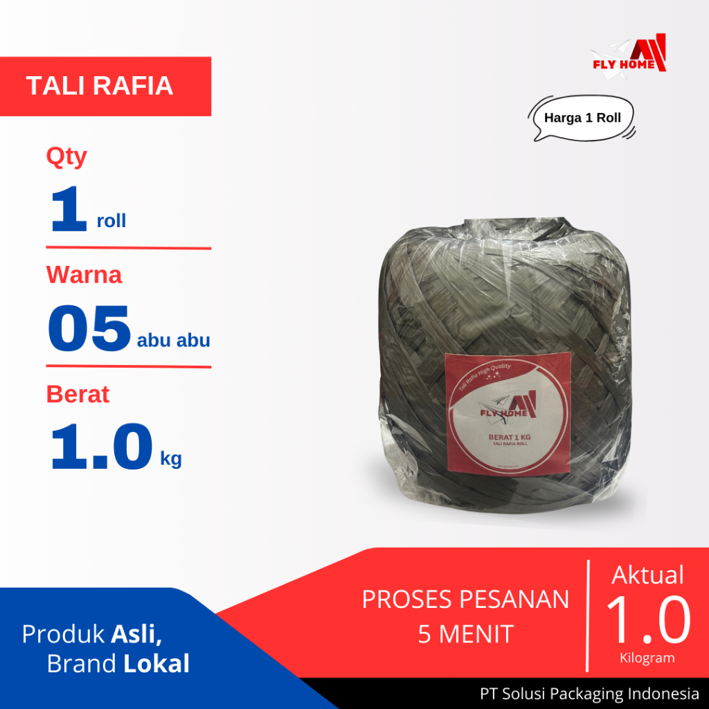 Jual FLY HOME Tali Rafia Roll 1 KG | Rapia Tali Plastik Hitam | Shopee ...