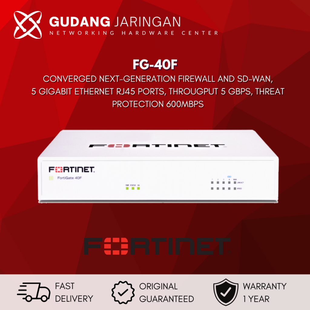 Jual Fortinet Fortigate FG-40F 5 x GE RJ45 PORTS , inc 1 x WAN Port, 4 ...