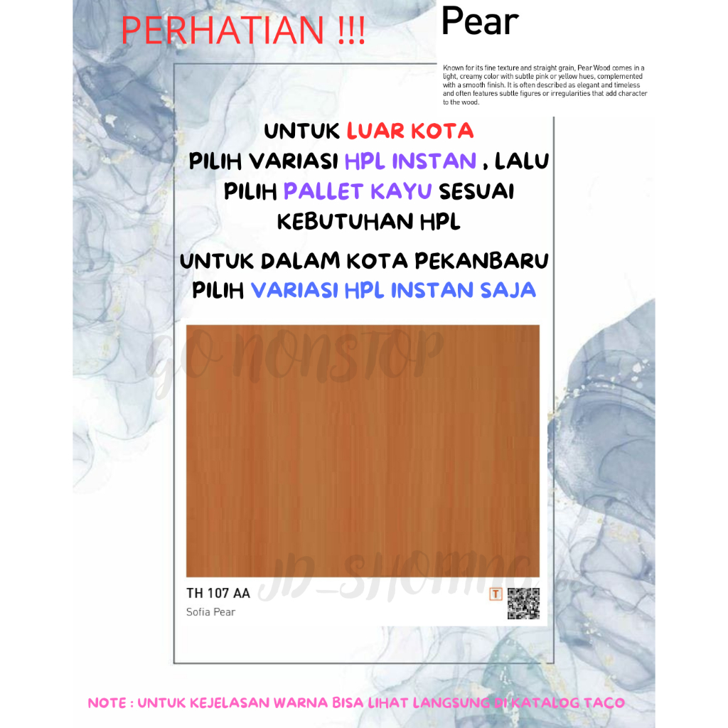 Jual (LUAR KOTA WAJIB PALLET KAYU) HPL TACO WOODGRAIN TH 107 AA ...
