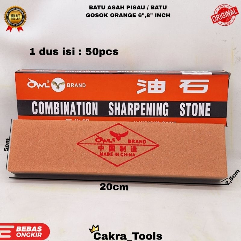 Jual BATU ASAH PISAU / BATU GOSOK ORANGE 6" ,8" INCH | Shopee Indonesia