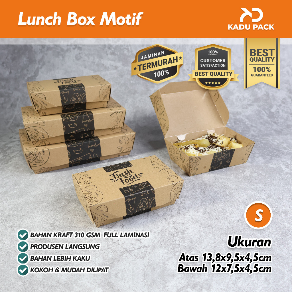 Jual Paper Lunch Box Laminasi SIze S | Motif | Kraft 310 GSM Laminasi ...