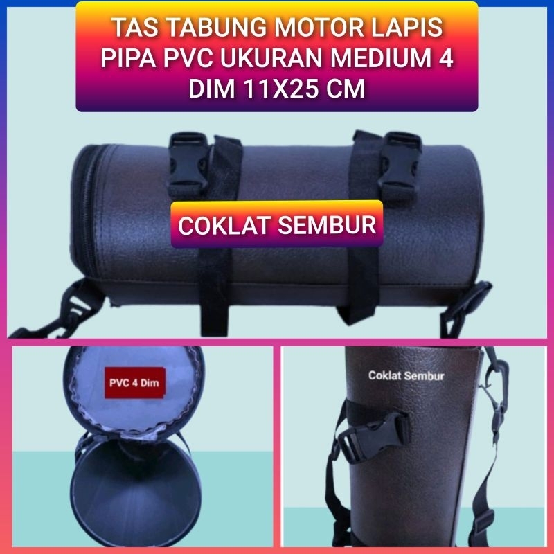 Jual Tas Tabung Motor Lapis Pvc 4 Dim Ukuran Medium 11X25 Cm Coklat ...