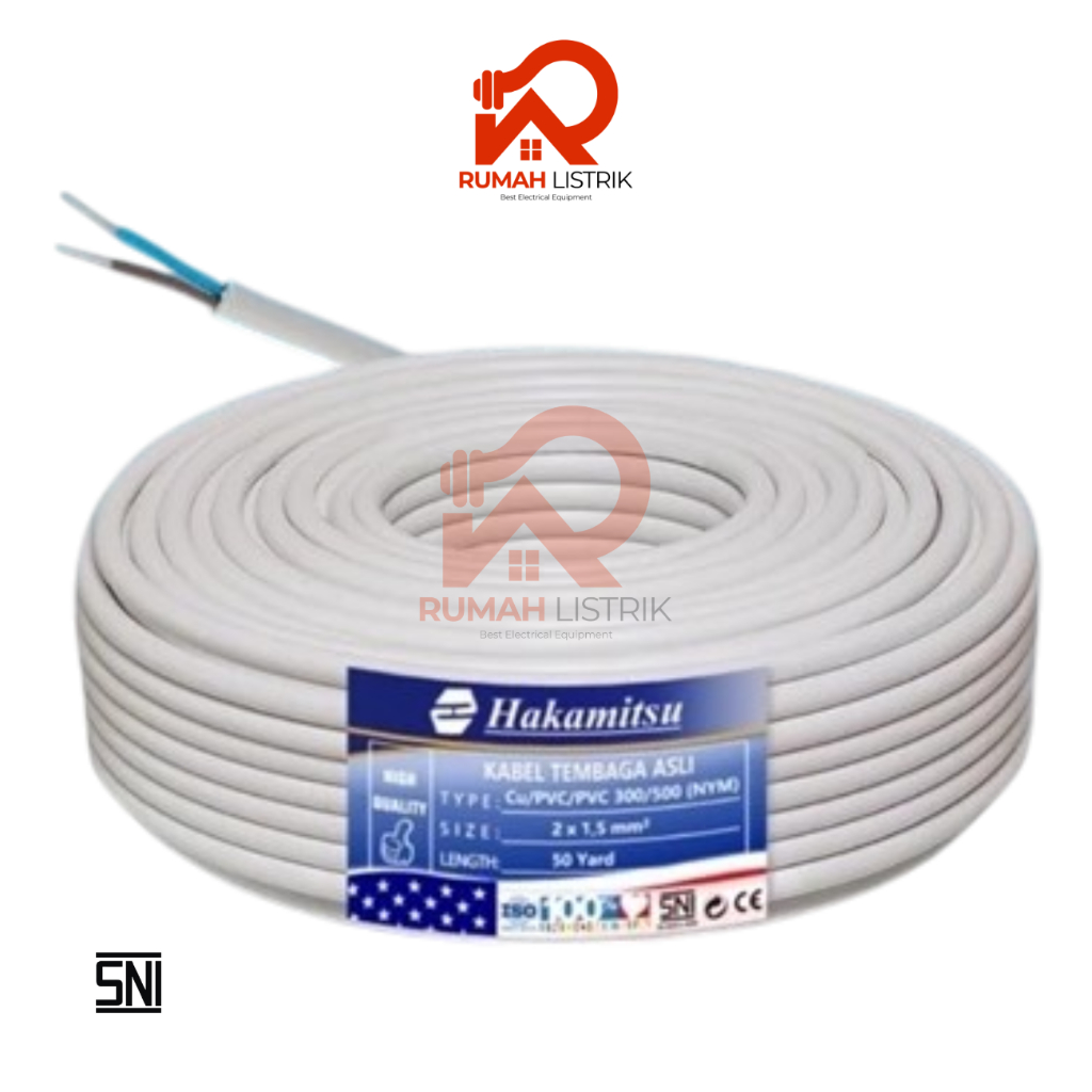 Jual Kabel NYM 2 x 1,5MM 50 YARD Full / Kabel Listrik Tembaga Murni PVC SNI/ HAKAMITSU | Shopee ...