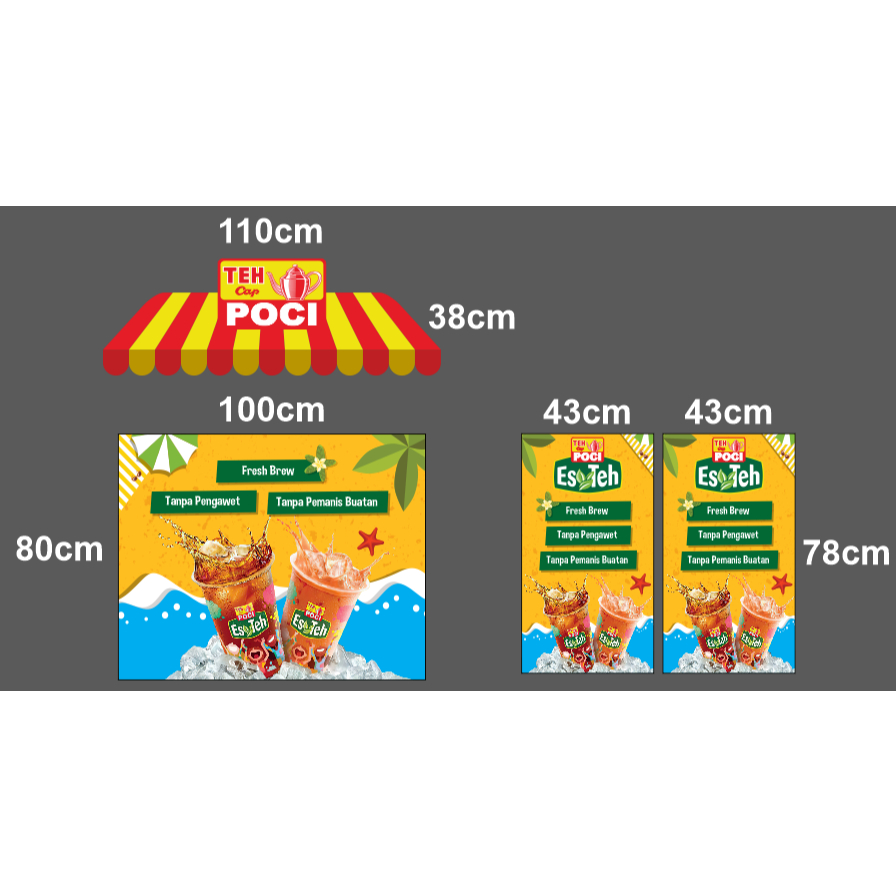 Jual custom banner rombong es teh | Custom Desain | Custom Ukuran ...