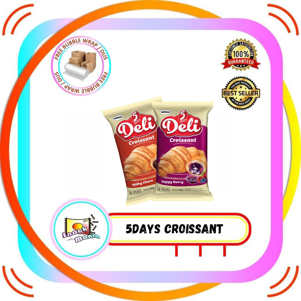 Jual 5DAYS 5 Days Deli Milky Choco & Happy Berry Roti Croissant 45 gr ...