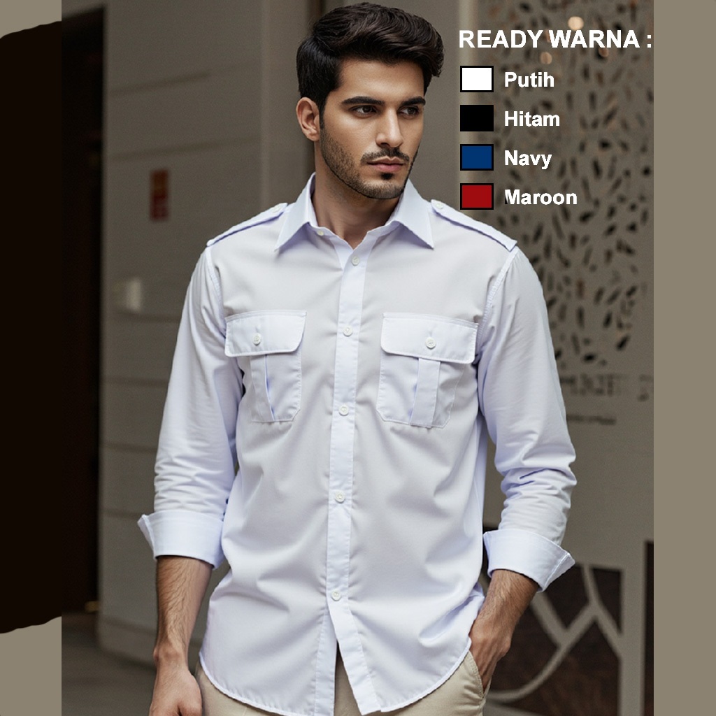 Jual Baju Pdh Pdl Putih Pria Kemeja Dinas Putih Pria Lengan Panjang ...
