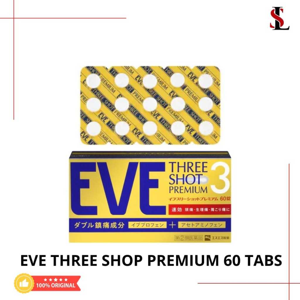 Jual Eve three shot premium 60 tablet original Japan | Shopee Indonesia