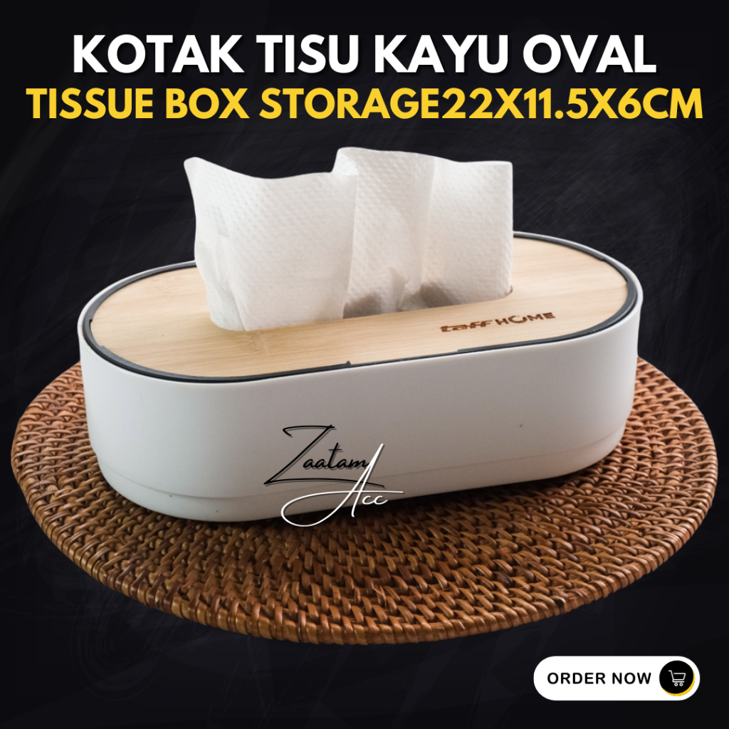 Jual Kotak Tisu Kayu Oval Lifting Tissue Box Storage 22x11.5x6cm ...