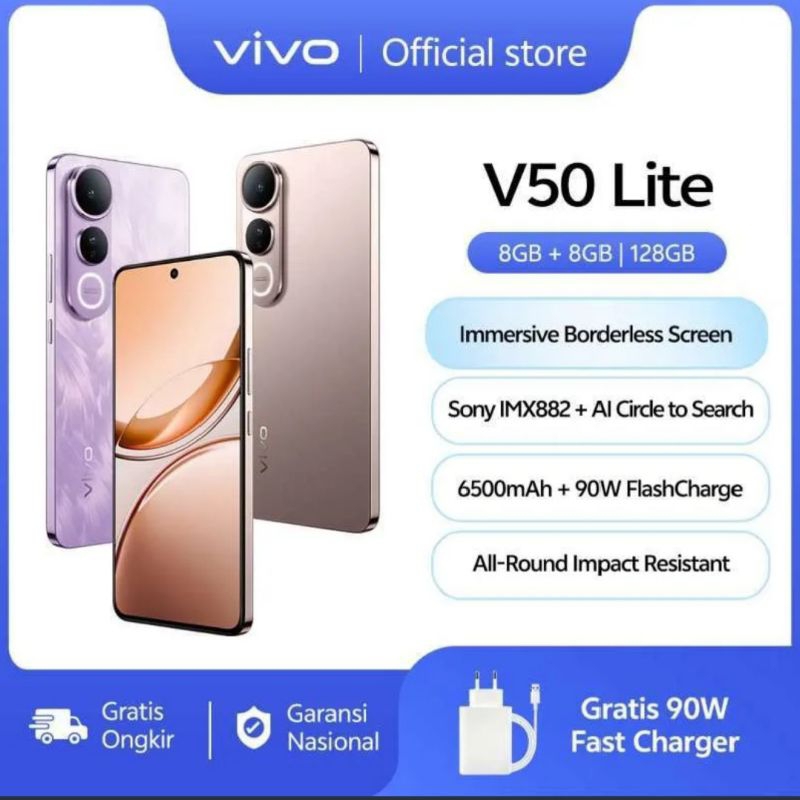 Jual Vivo V50 lite 4G 8/128,8/256GB Garansi Resmi | Shopee Indonesia