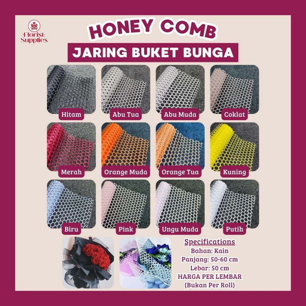 Jual [1 LEMBAR] Jaring Buket Bunga Bulat Honey Comb Korean Circle ...