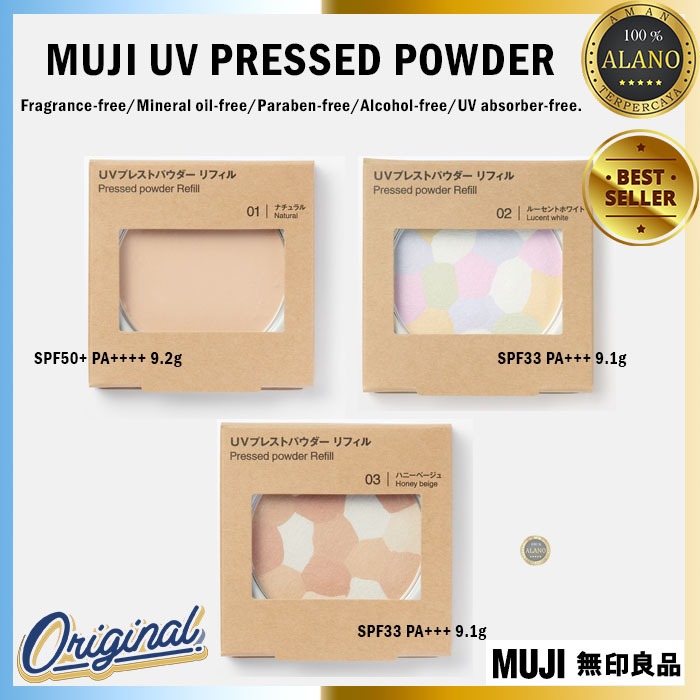 Jual MUJI UV Pressed Powder SPF50+ SPF33 PA+++ Original Japan Natural Lucent White Honey Beige ...