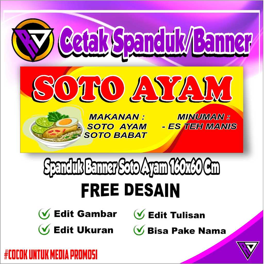 Jual SPANDUK BANNER SOTO AYAM 160X60 CM | Shopee Indonesia