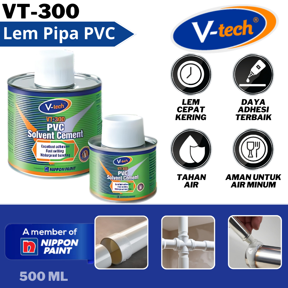 Jual VTECH LEM PIPA VT-300 LEM PIPA 500ML KALENG NIPPON PAINT VT 300 ...
