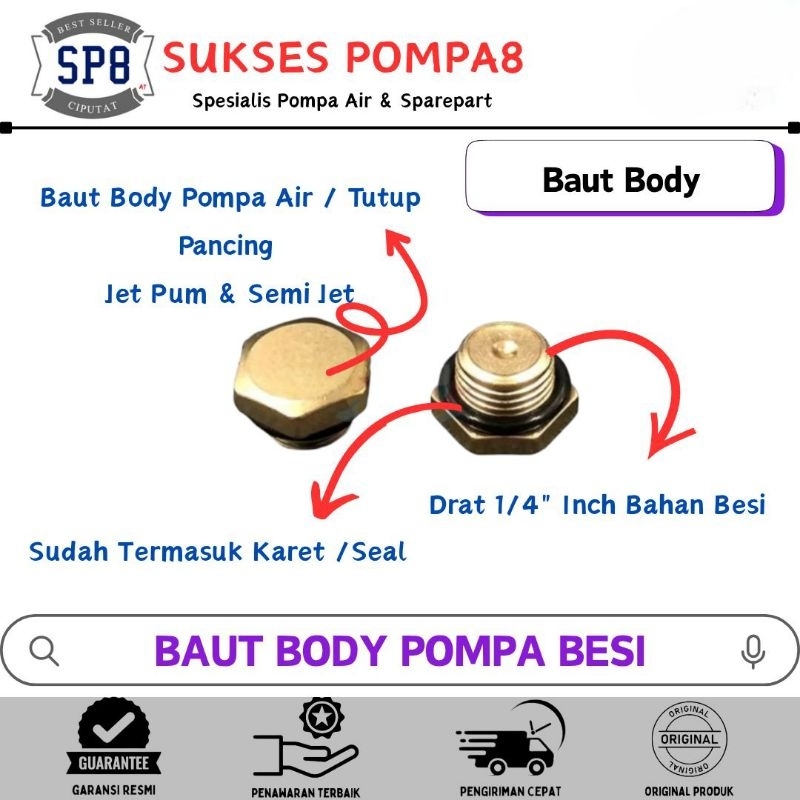 Jual Baut Body Pompa Air Jet Pump & Semi Jet / Tutup Pancing Besi ...