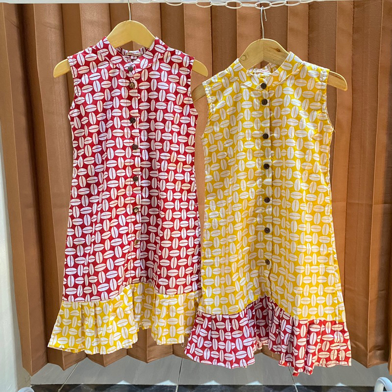 Jual DRESS BATIK ANAK YESY KUNING MARON MERAH BAHAN KATUN MODEL SIMPEL ...