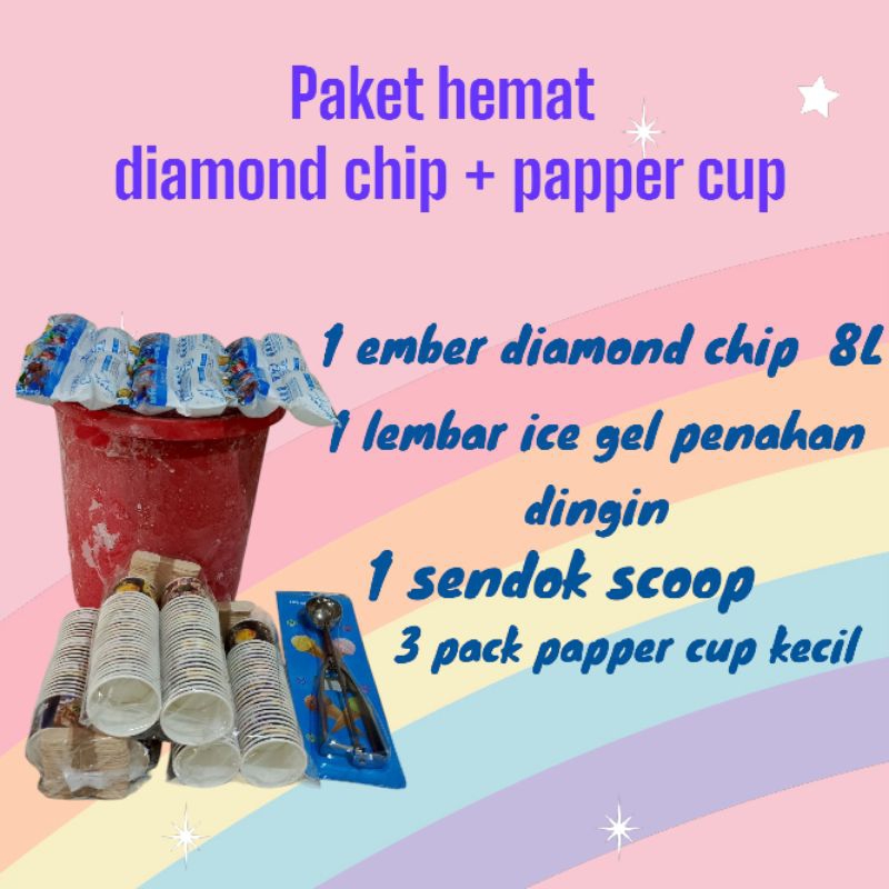 Jual paket hemat ice cream diamond Neo chip 8L + papper cup/paket ice ...