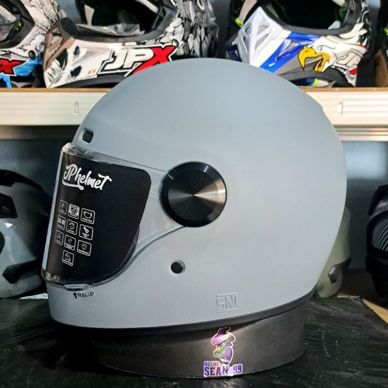 Jual HELM JPX JP ROKR SOLID GREY DOFF FULL FACE ORIGINAL SNI DOT ...