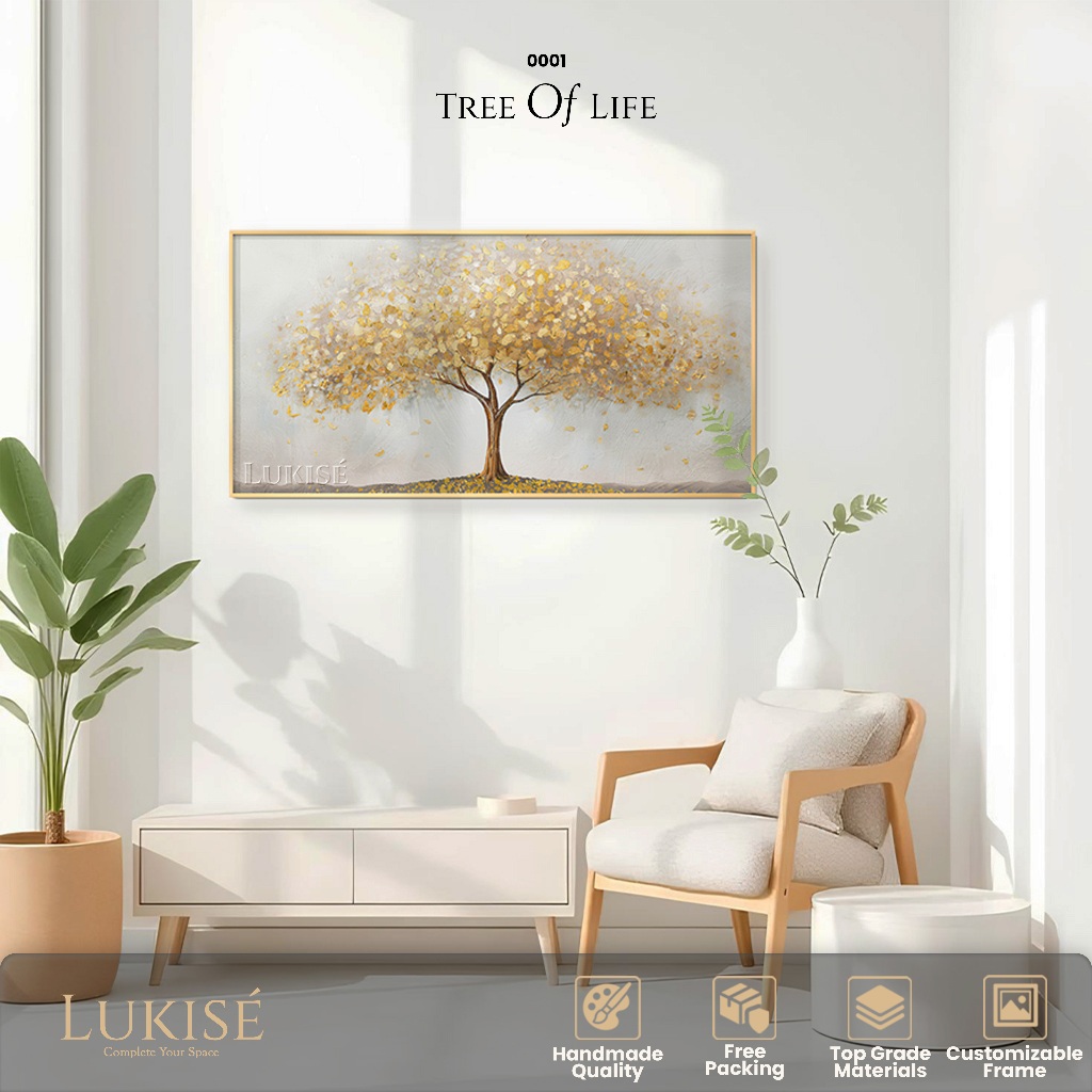 Jual Lukisan Dinding Pohon Emas Handmade, Estetik, Bertekstur & Elegan ...