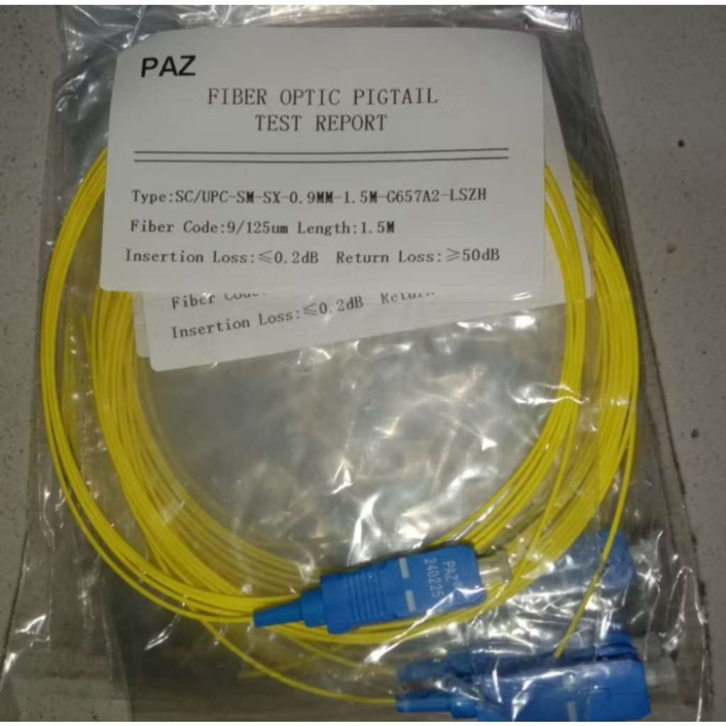 Jual Original Pigtail PAZ SC UPC 0.9mm G657A2 LSZH – Fiber Optic ...