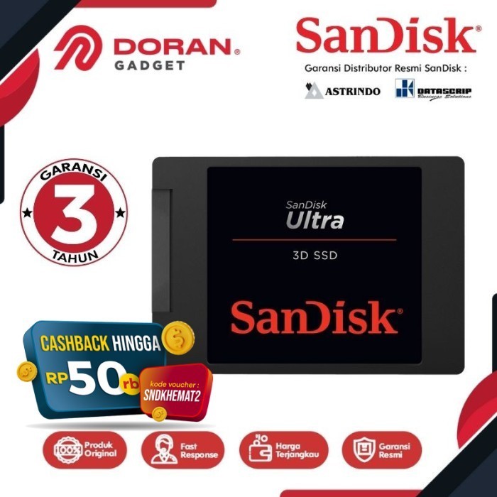 Jual SanDisk SSD Internal 1TB SanDisk Ultra 3D up to 560Mbps - Garansi Resmi 5 Tahun | Shopee ...