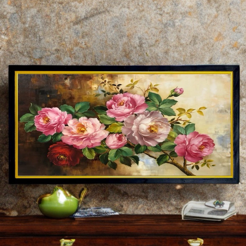 Jual hiasan dinding gambar bunga mawar merah HD plus binkai UK 100 x 50 ...