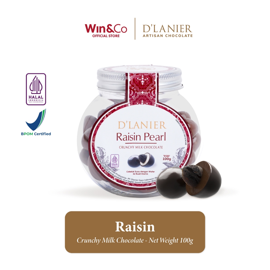 Jual D'Lanier Raisin Pearl with Crunchy Milk Chocolate - 100 gr ...