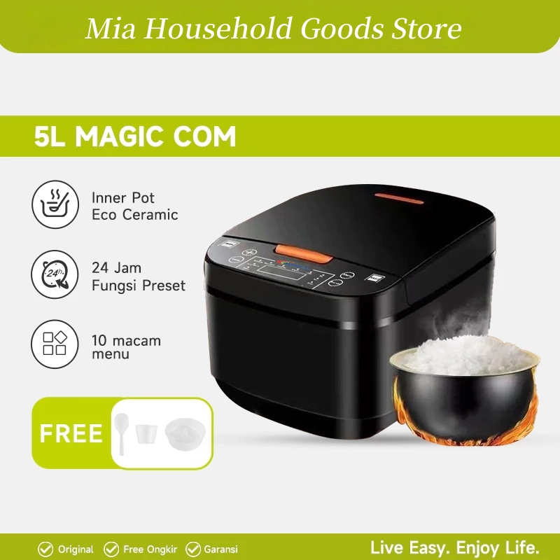 Jual Mia 5L Rice Cooker Digital Low Carbo / magic com mini / Portable ...