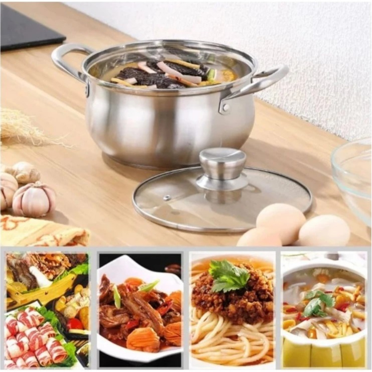 Jual Panci Soup Pot Satuan Belly Pot Ukuran 22 dan 24cm Tutup Kaca ...