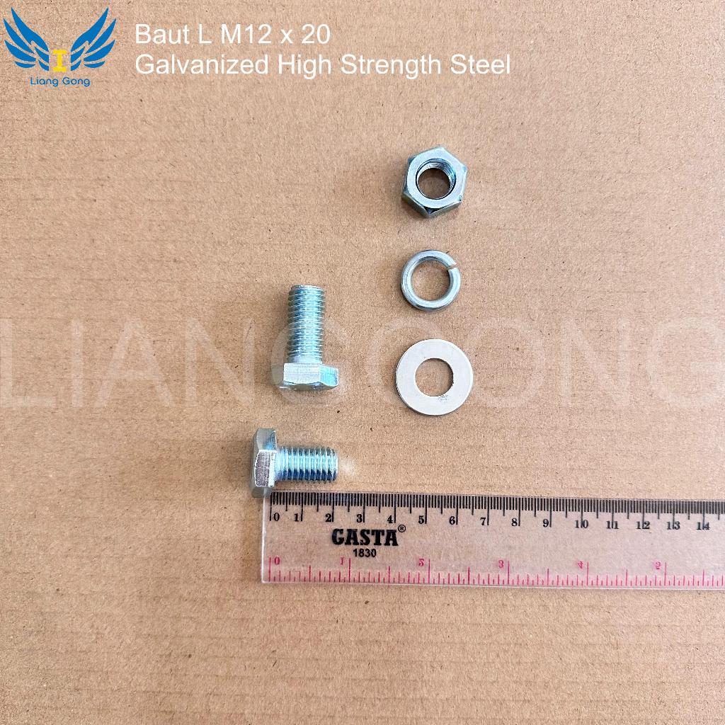 Jual Baut Mur Hex Putih | BMP | Baut M12 x 20 Putih Galvanis | Baut Mur ...