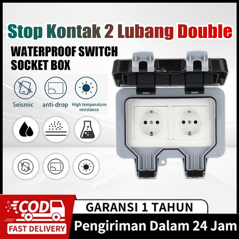 Jual Jerman Outdoor Waterproof IP66 EU Colokan Power Socket Box Tahan ...