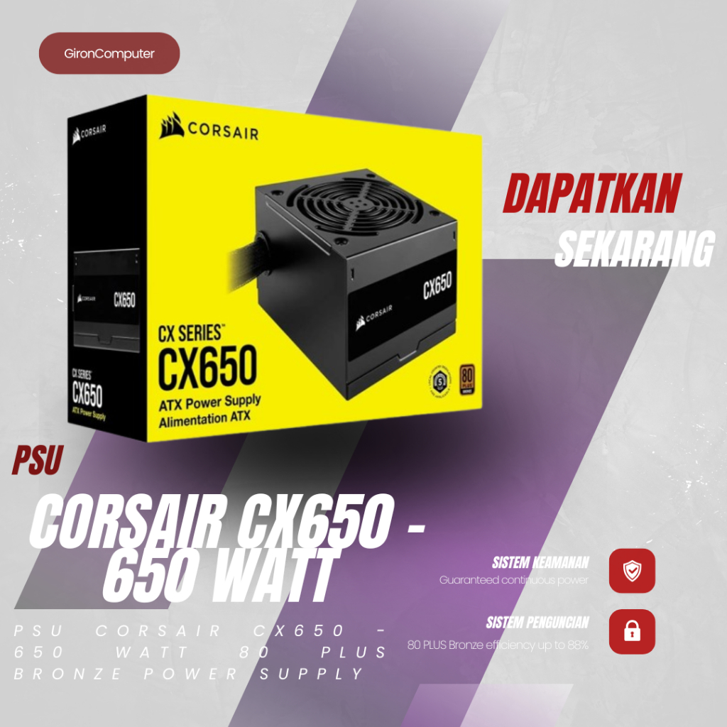 Jual PSU Corsair CX650 - 650 Watt 80 Plus Bronze Power supply | Shopee ...