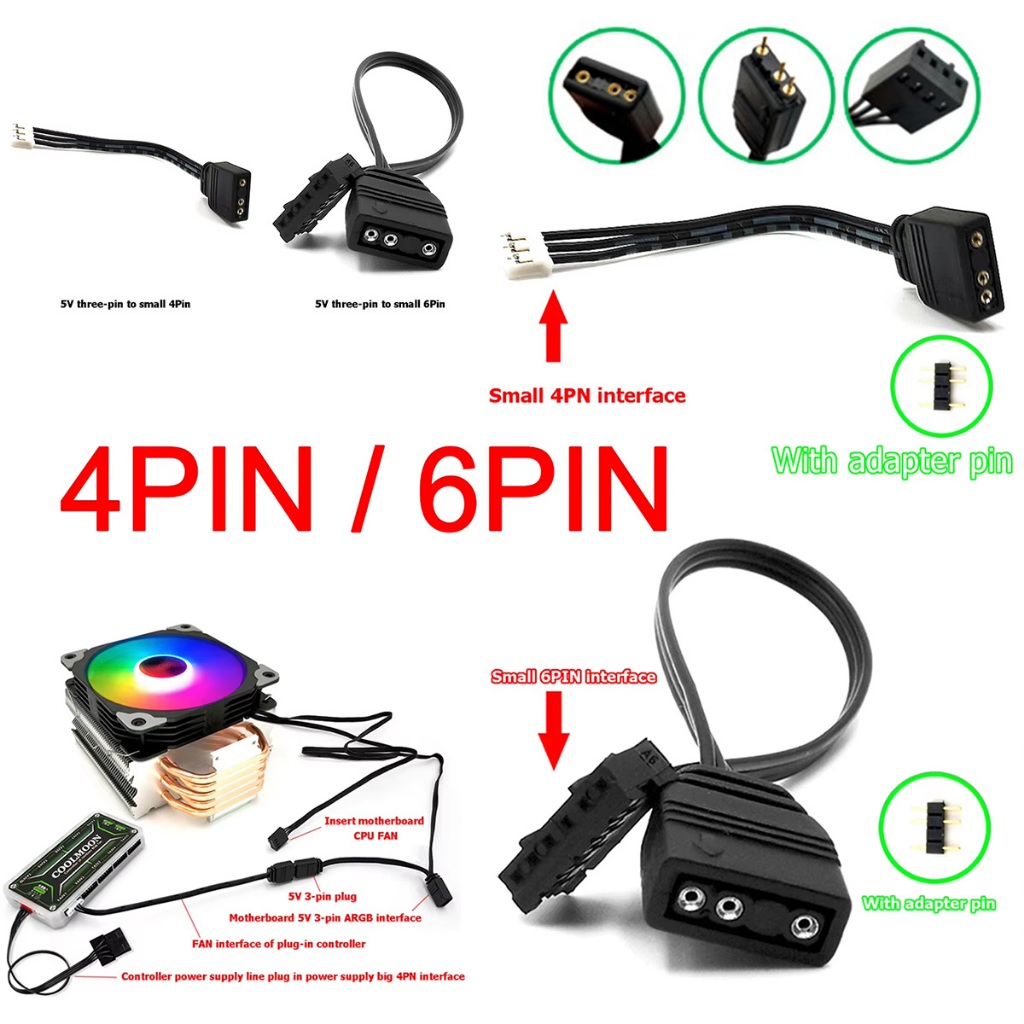 Jual 5V COOLMOON Fan ARGB Controller Kabel Adapter mini 6Pin/4Pin To ...