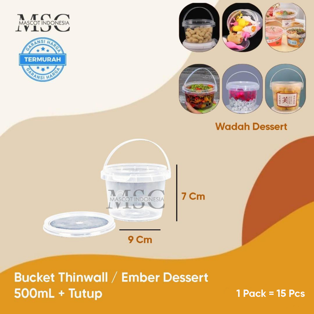 Jual Bucket Thinwall / Ember Dessert 500ml + Tutup | Thinwall Bucket ...