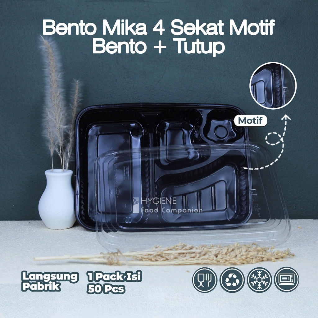 Jual Bento Mika 4 Sekat Motif /Lunch Box Bento/Bento Tray Motif ...