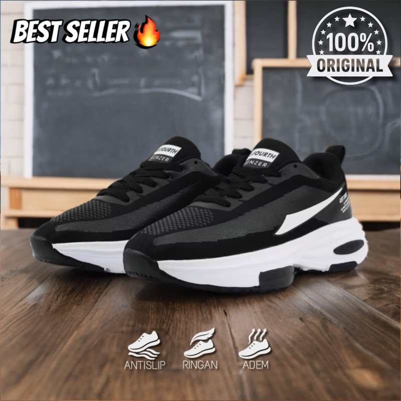 Jual Lokal Indonesia X-Fourth Runzer Hitam Putih - Sepatu Sekolah Sneakers Kerja Casual Dan ...