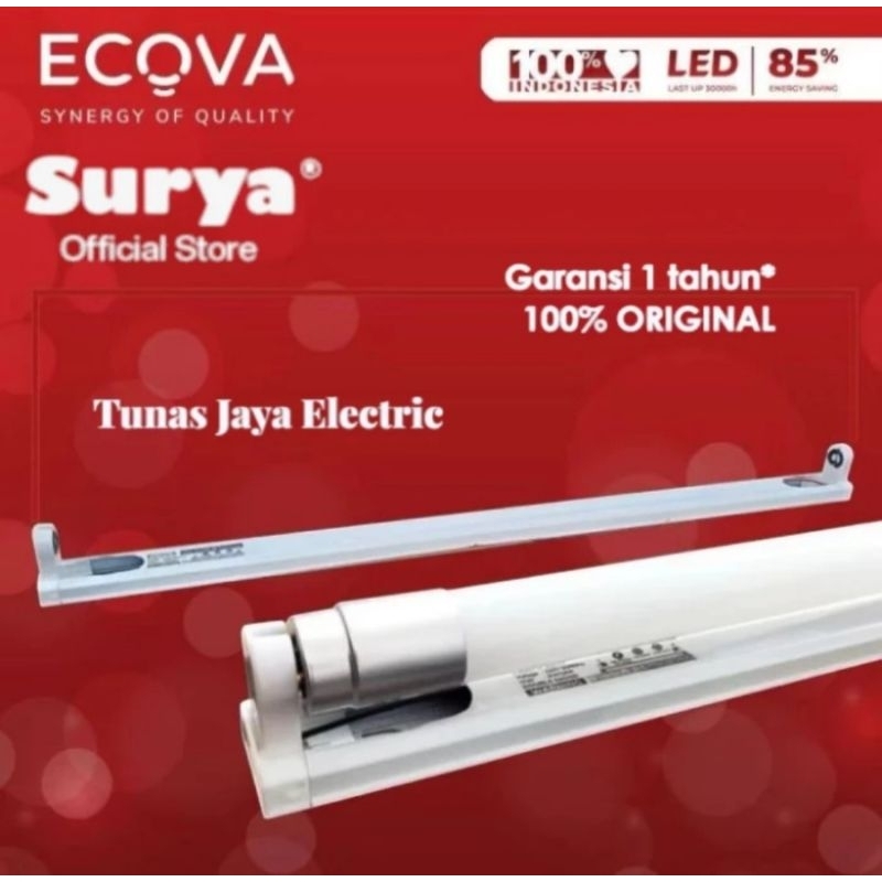 Jual Paket Lampu TL LED 9W / 18W SURYA + Kap ECOVA 60cm 120cm (Standar SNI) GARANSI 1 TAHUN ...