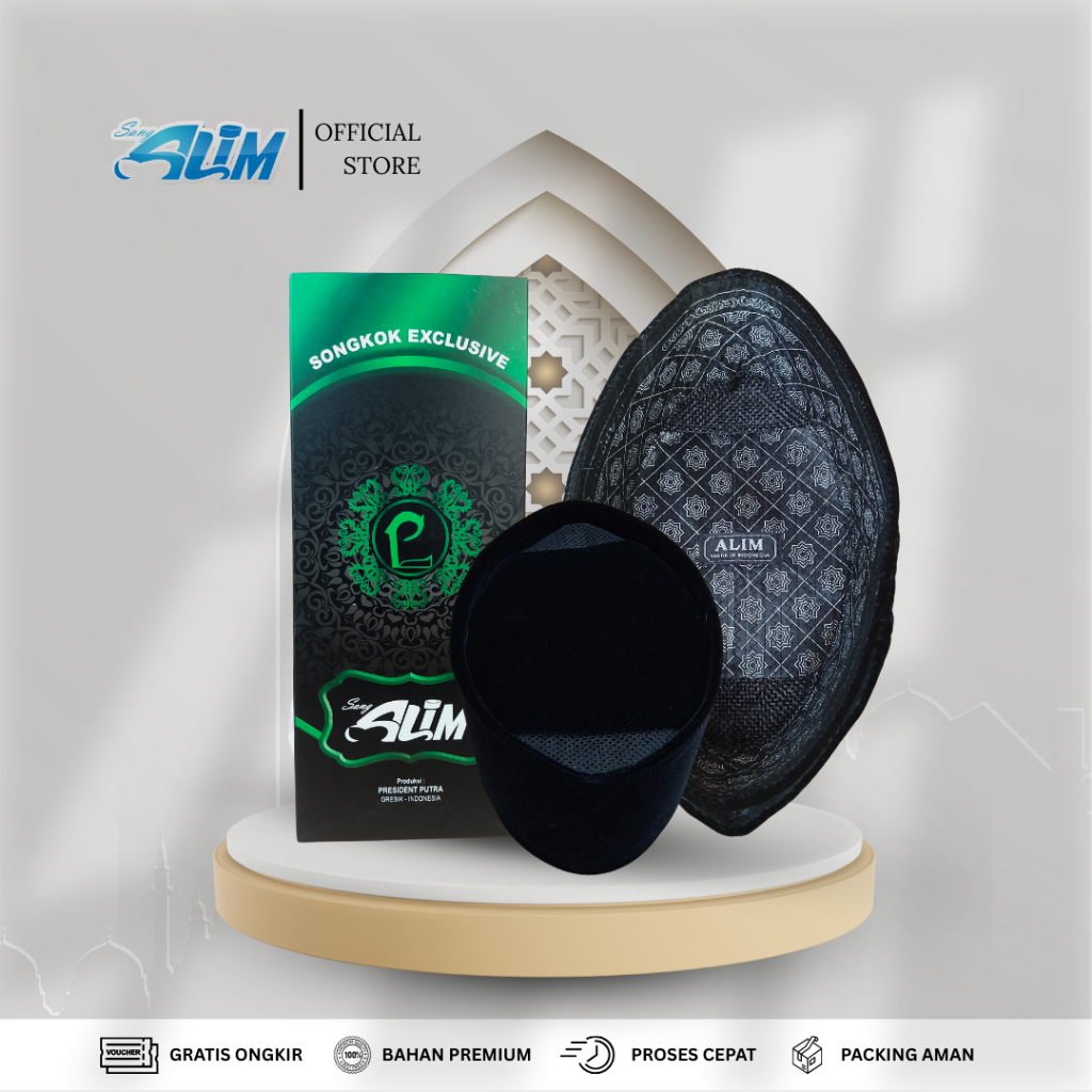 Jual Sang Alim - Songkok Hitam Polos Alim AC Kopyah Formal Polos Peci ...