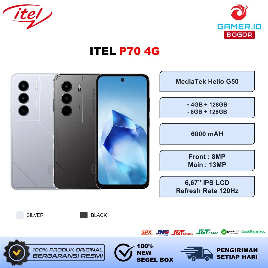 Jual ITEL P70 4G 4GB+128GB / 8GB+128GB - BLACK / SILVER (BOX CHA+CAS) | Shopee Indonesia