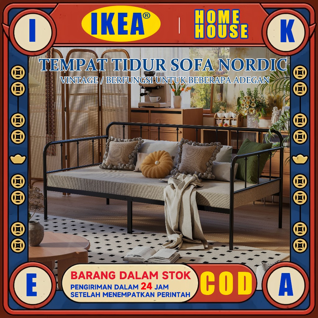 Jual Tempat tidur sofa Nordic Dipan Besi Ranjang Besi Ranjang Kasur ...