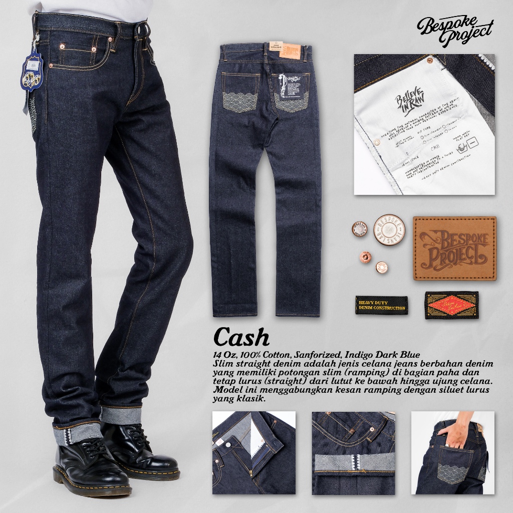 Jual Bespoke Project - Celana Jeans pria Raw Denim Collection | Shopee ...