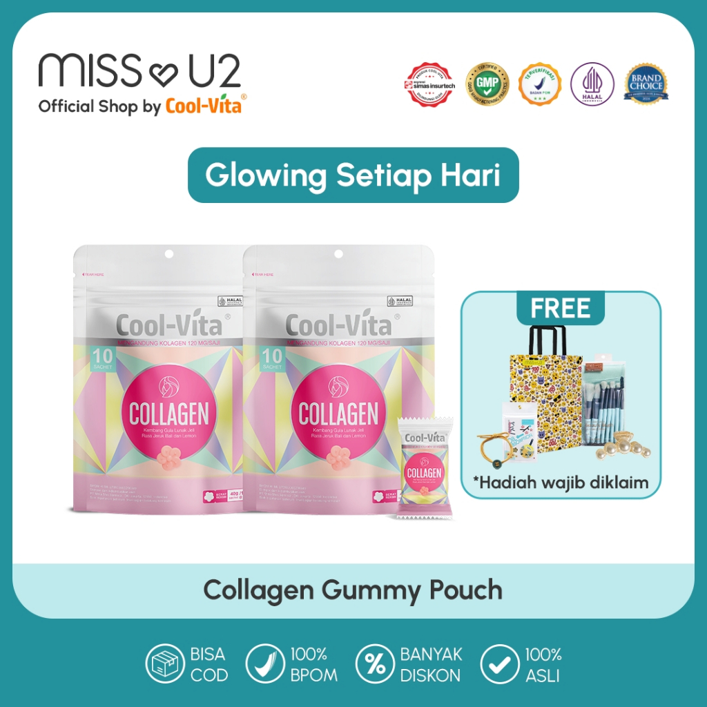 Jual COOLVITA ORIGINAL 2 Pouch Collagen Gummy Rasa Jeruk Bali dan Lemon ...
