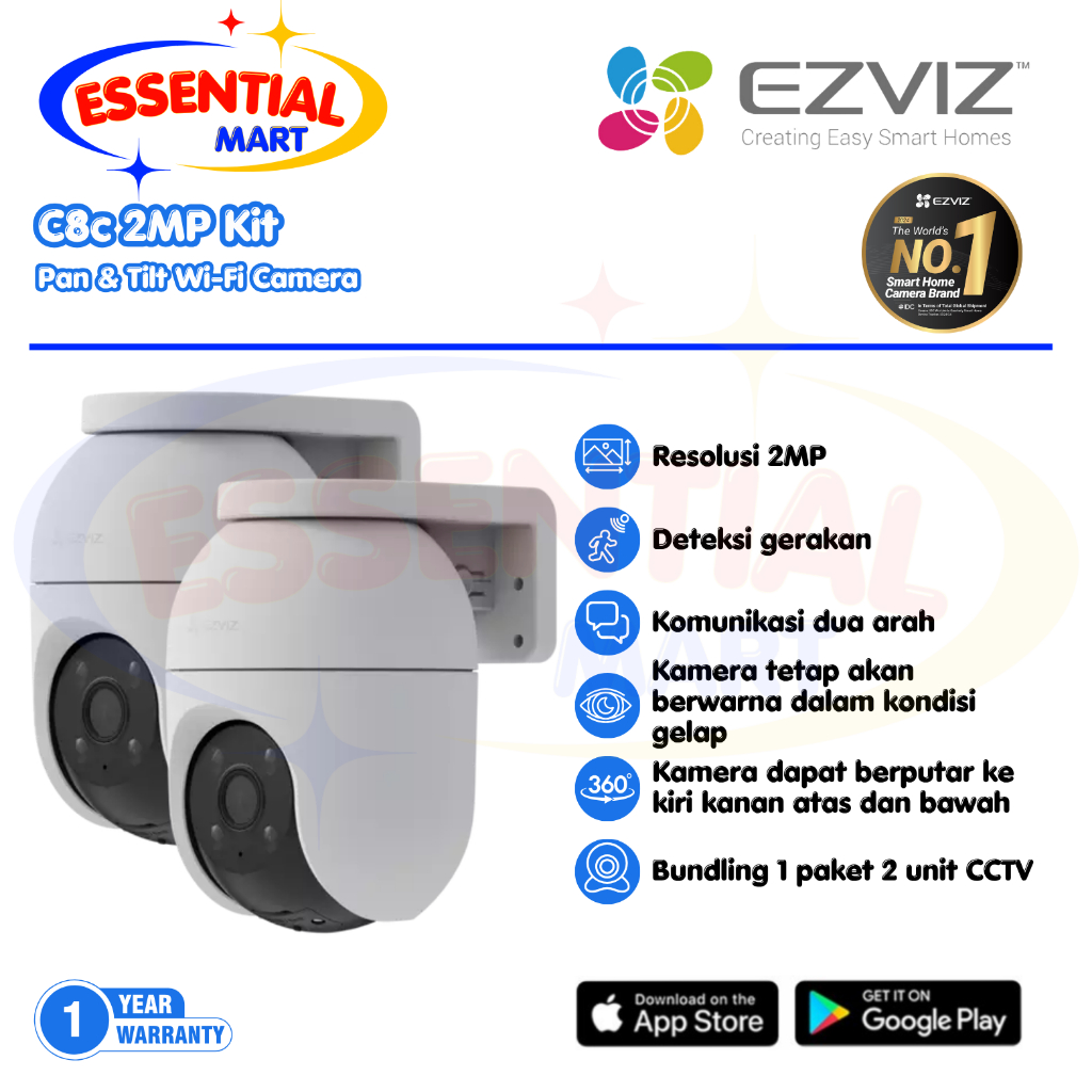 Jual CCTV EZVIZ C8C 2MP Kit Smart Home IP Camera Outdoor (2 unit CCTV ...