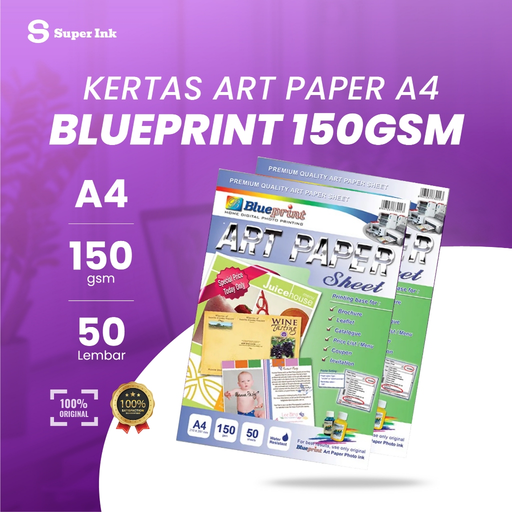 Jual Kertas A4 Art Paper Blueprint 150 Gsm - Isi 50 Lembar | Shopee ...