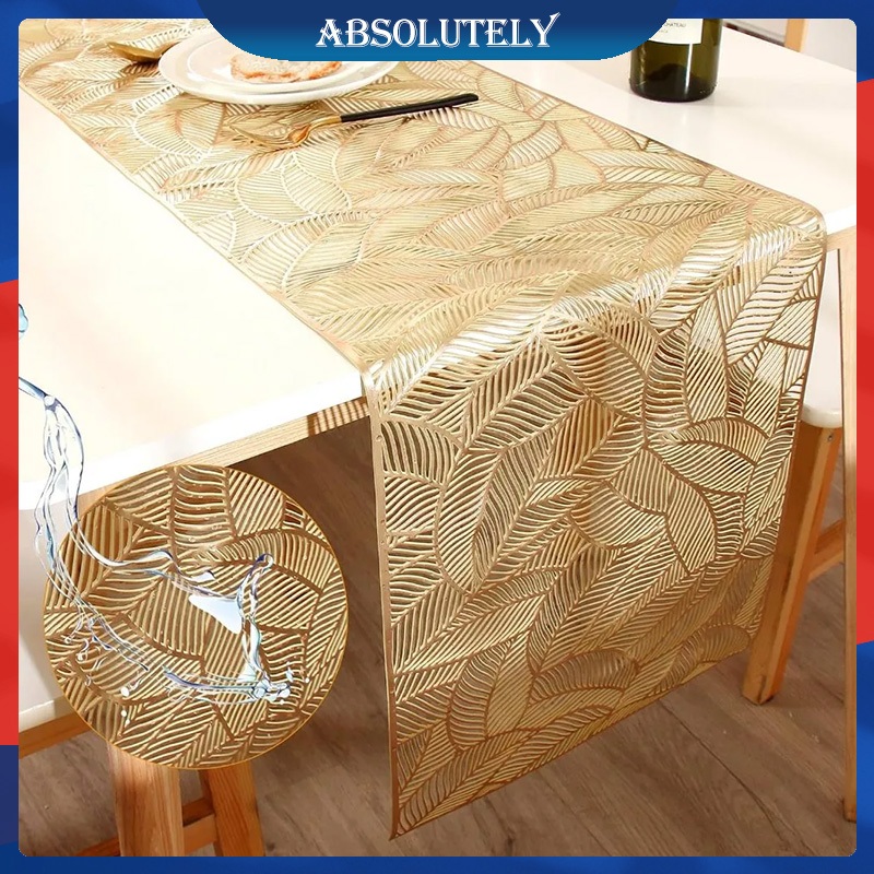 Jual Table Runner Taplak Meja Mewah Pvc Desain Pinggiran Emas Tahan Air ...