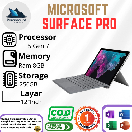 Jual Laptop Microsoft Surface Pro Core i5 / i7 Gen 7 Ram 8GB SSD 128GB ...